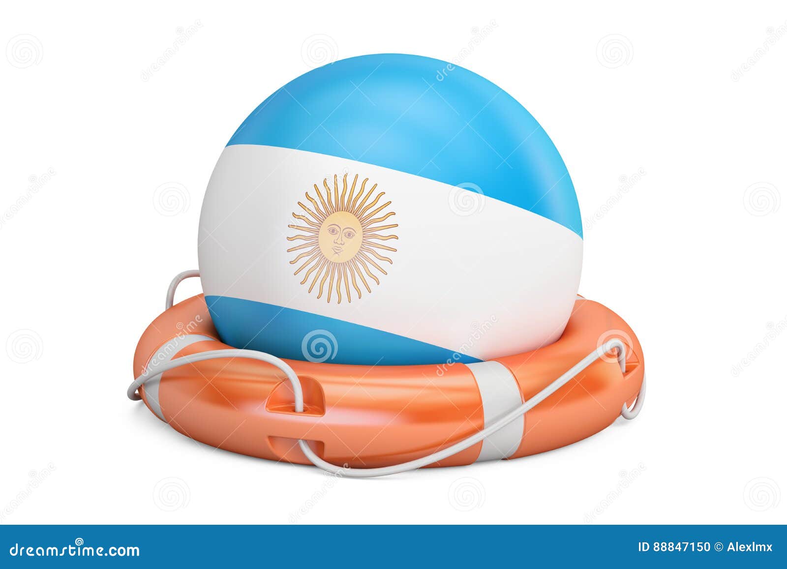 Lifebelt with Argentina Flag, Safe, Help and Protect Concept. 3D ...