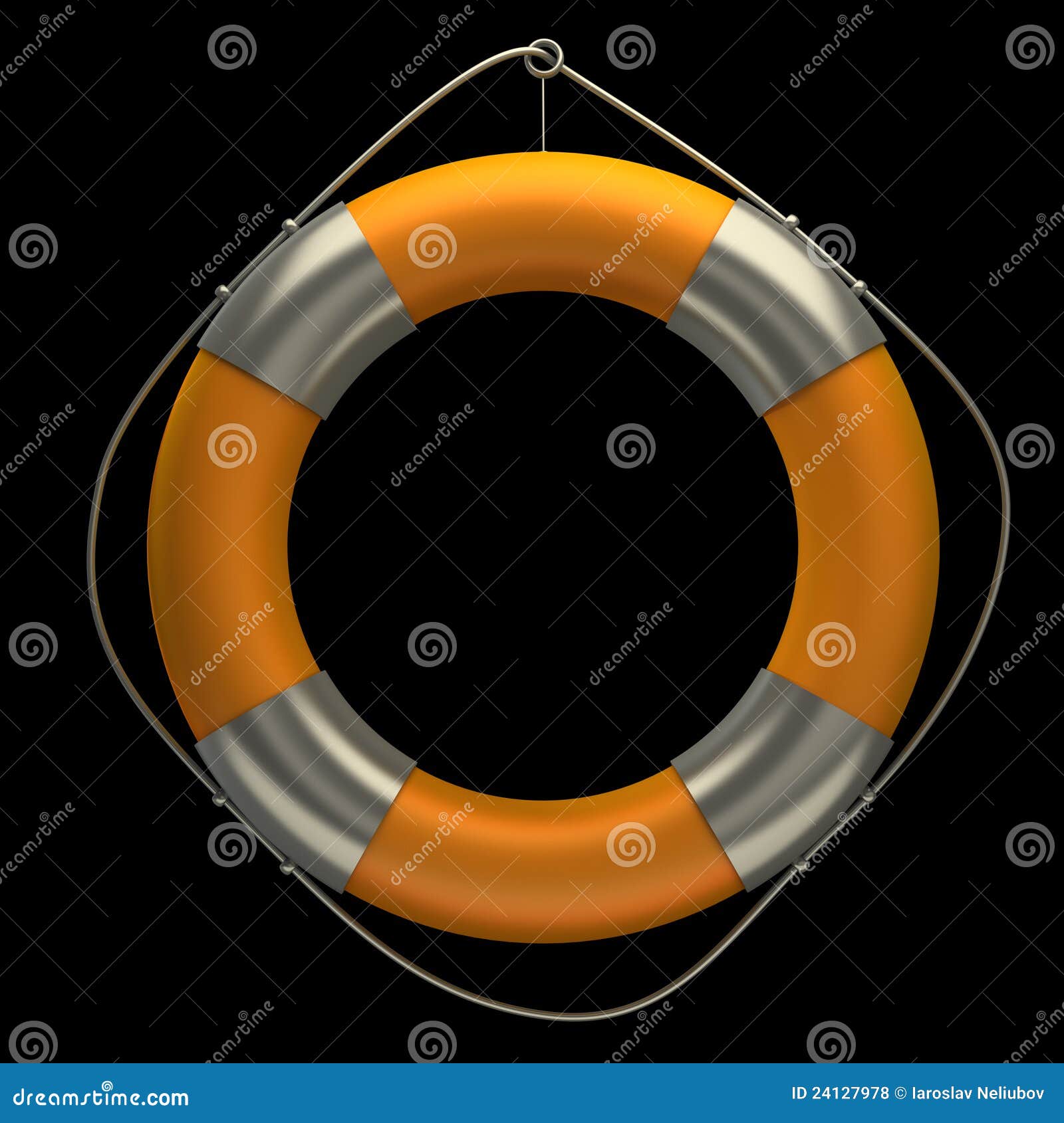 Lifebelt isolated on black stock illustration. Illustration of circle ...