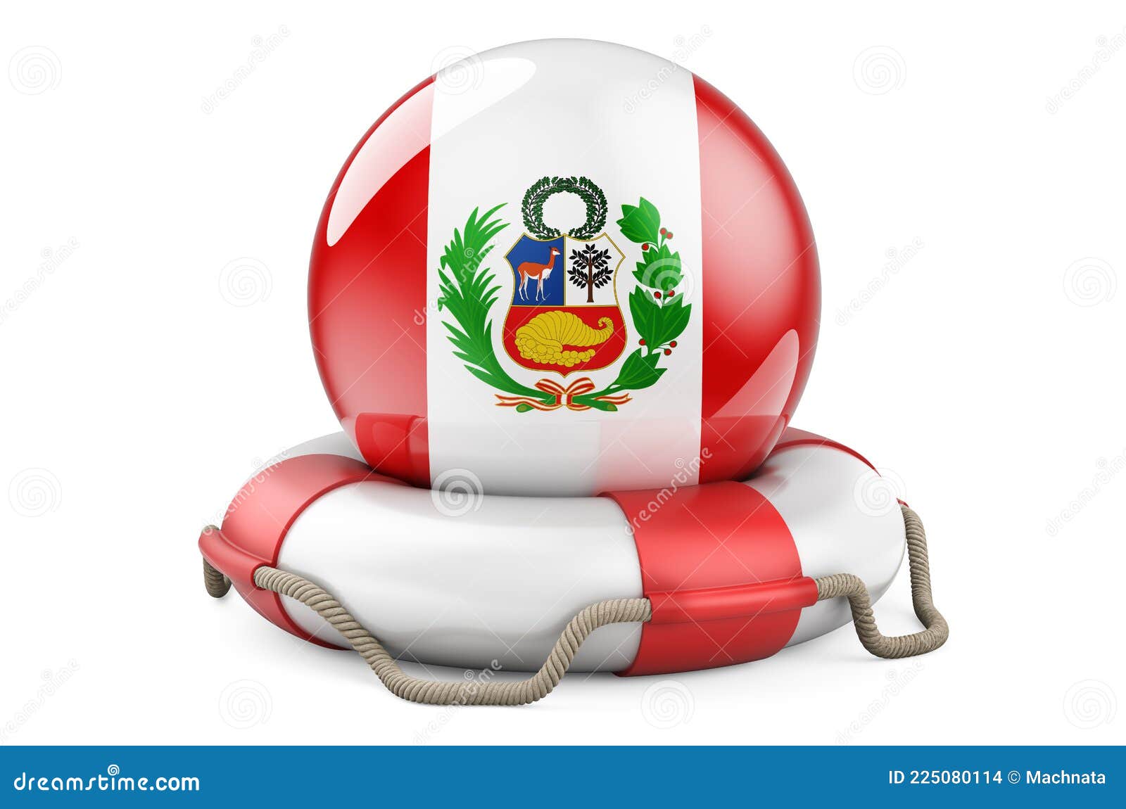 Lifebelt with Peruvian Flag. Safe, Help and Protect of Peru Concept. 3D ...
