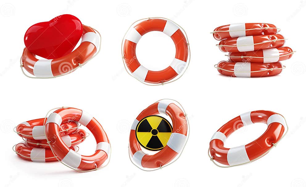 Lifebelt Set on White Background. Stock Illustration - Illustration of ...