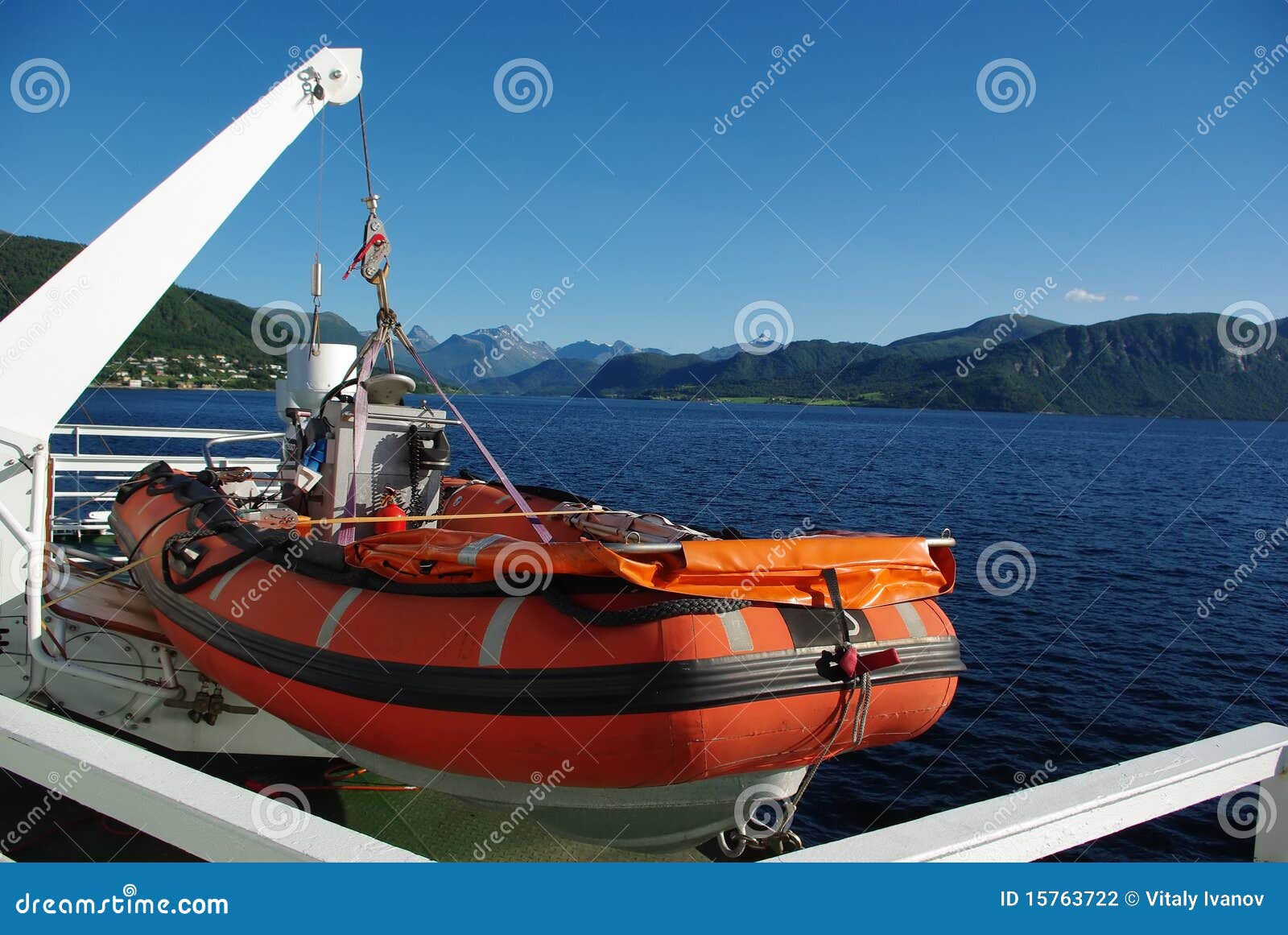 Lifeboat aboard the ferry stock photo. Image of equipment - 15763722