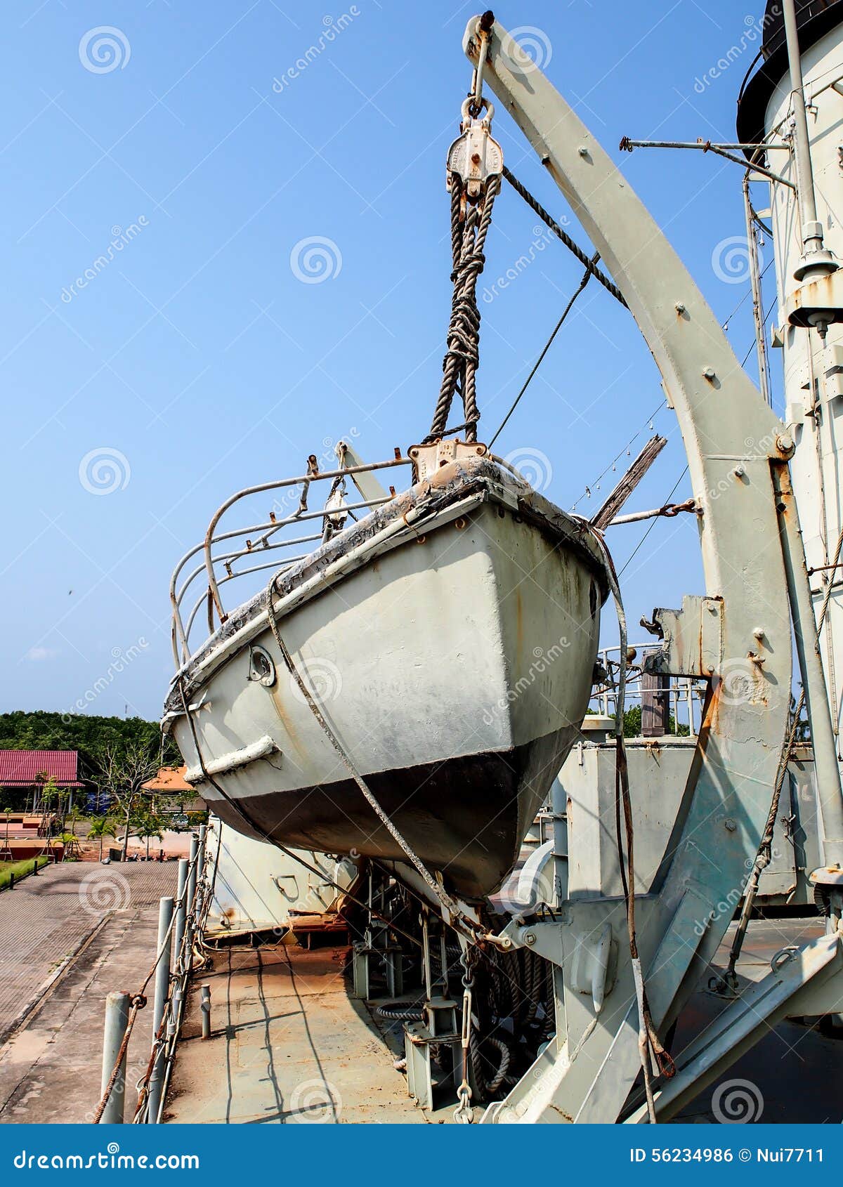 Lifeboat on battleship stock photo. Image of industrial - 56234986