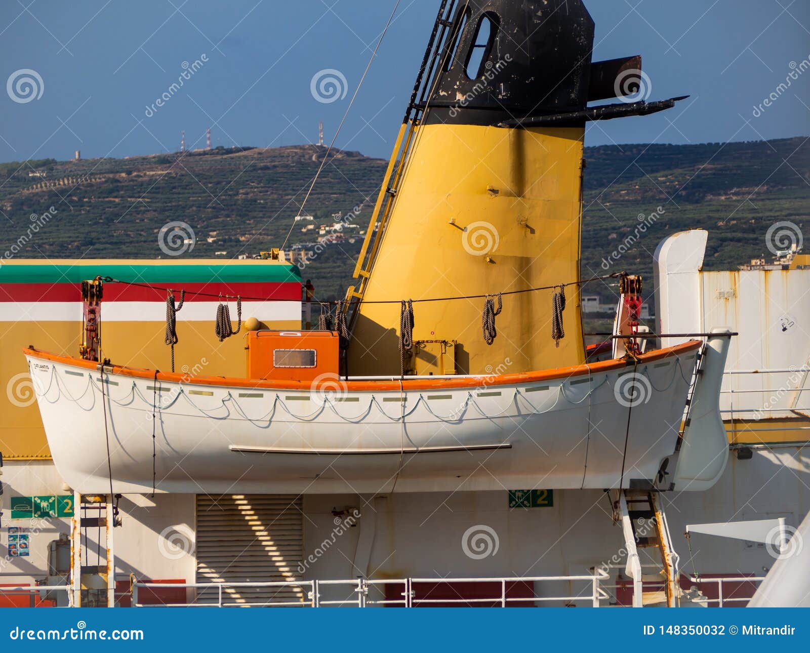 Lifeboat on a Big Transport Ship Stock Photo - Image of ship ...