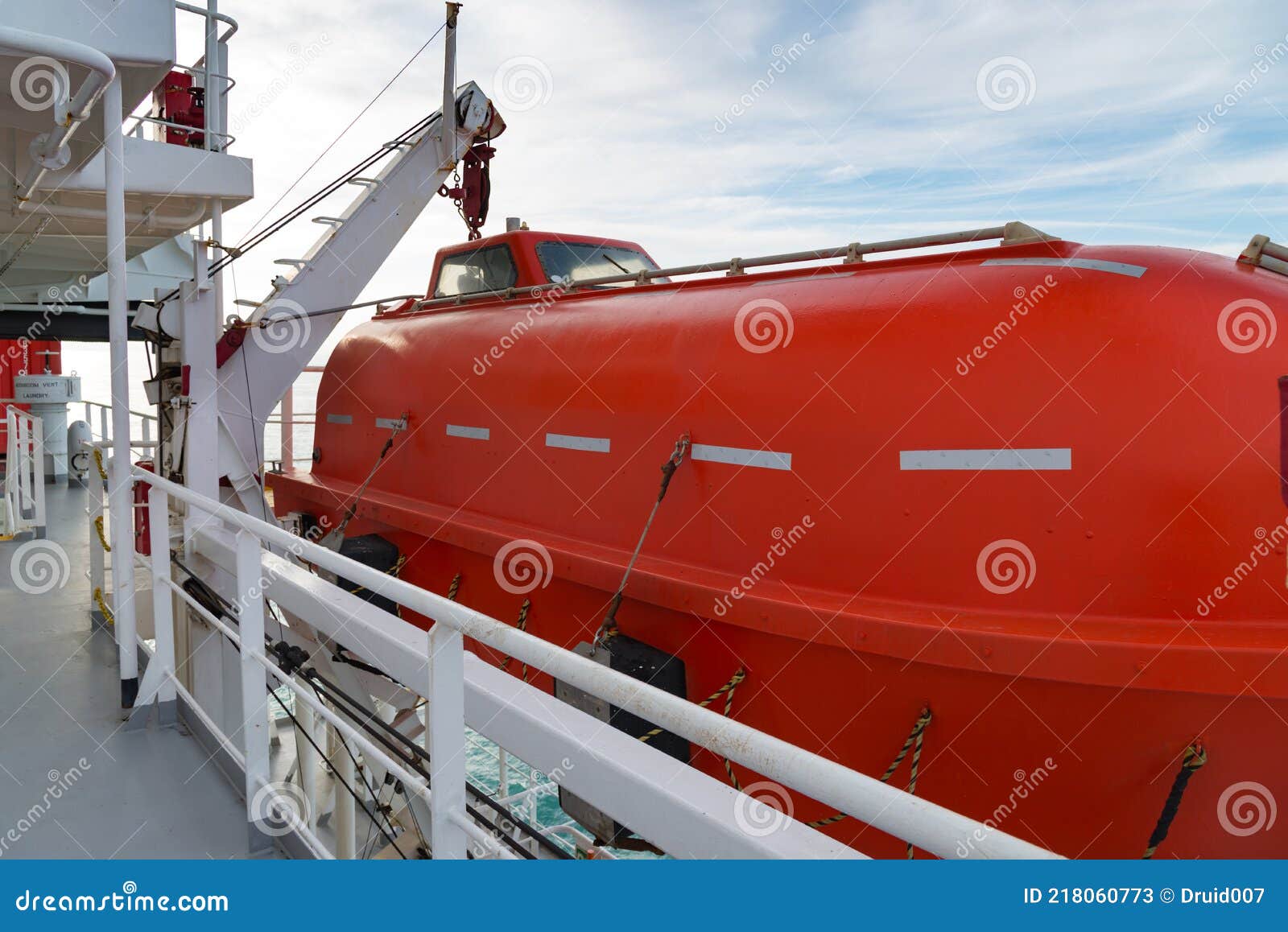 Lifeboat stock image. Image of overcast, rope, boat - 218060773
