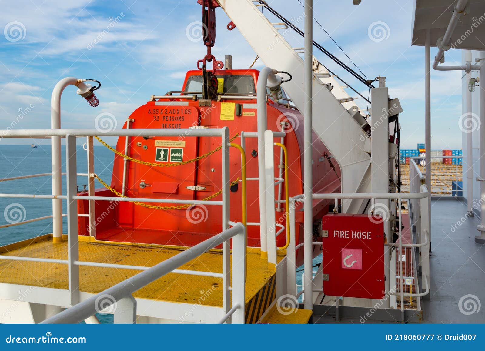 Lifeboat stock image. Image of dull, orange, cloudy - 218060777