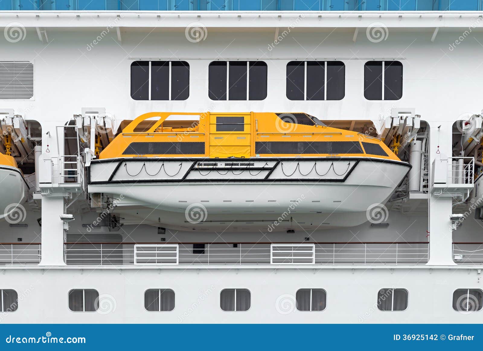 Lifeboat With Roof And Windows Floats At Reservoir Stock Image ...