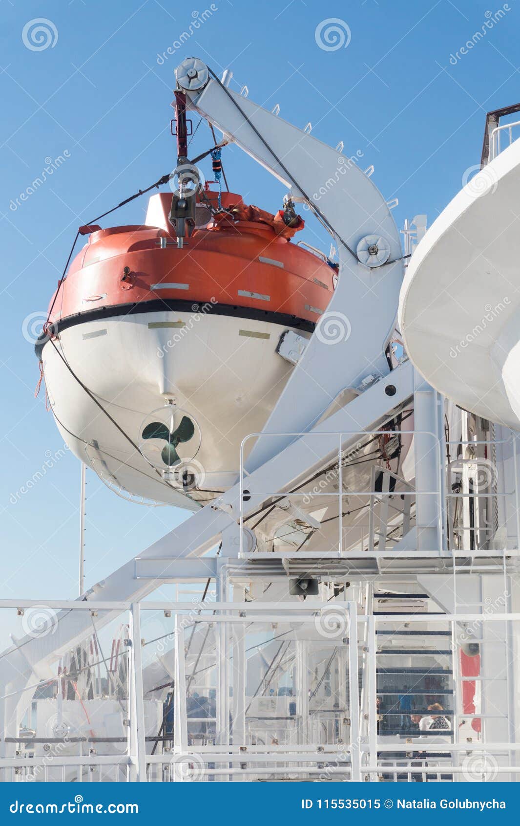 Lifeboat on deck of a ship stock image. Image of launch - 115535015