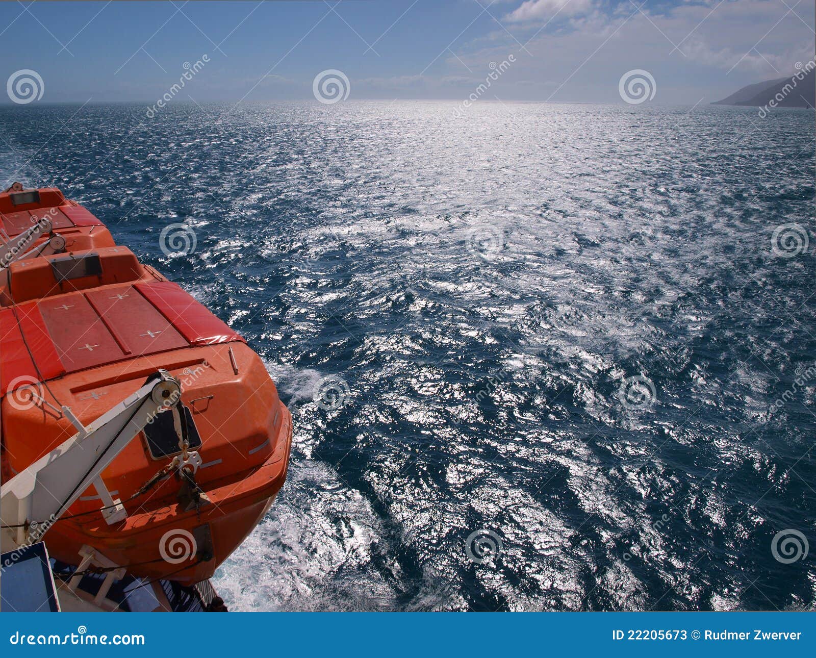 Lifeboat on a Ferry, Deep Blue Sea Stock Image - Image of lifesaver ...