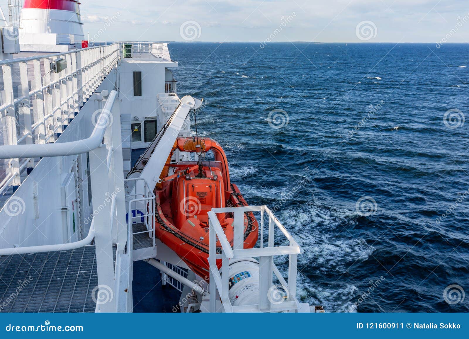 Lifeboat on the ferry stock image. Image of tourism - 121600911