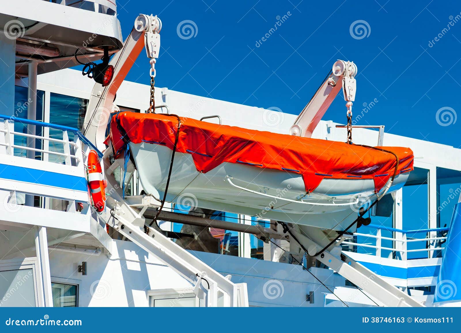 Lifeboat hanging on ship stock image. Image of cruise - 38746163