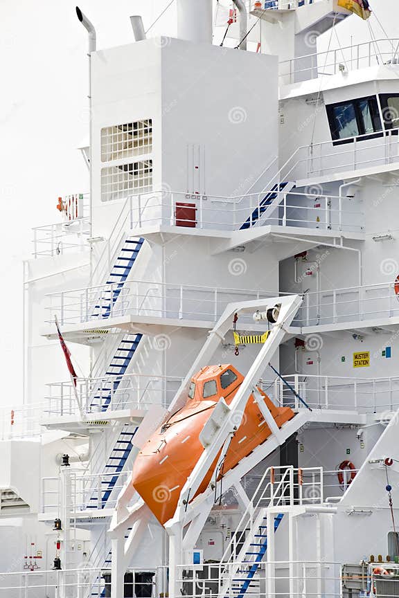 Lifeboat Modern on Cargo Ship Stock Photo - Image of steel, device: 6232720