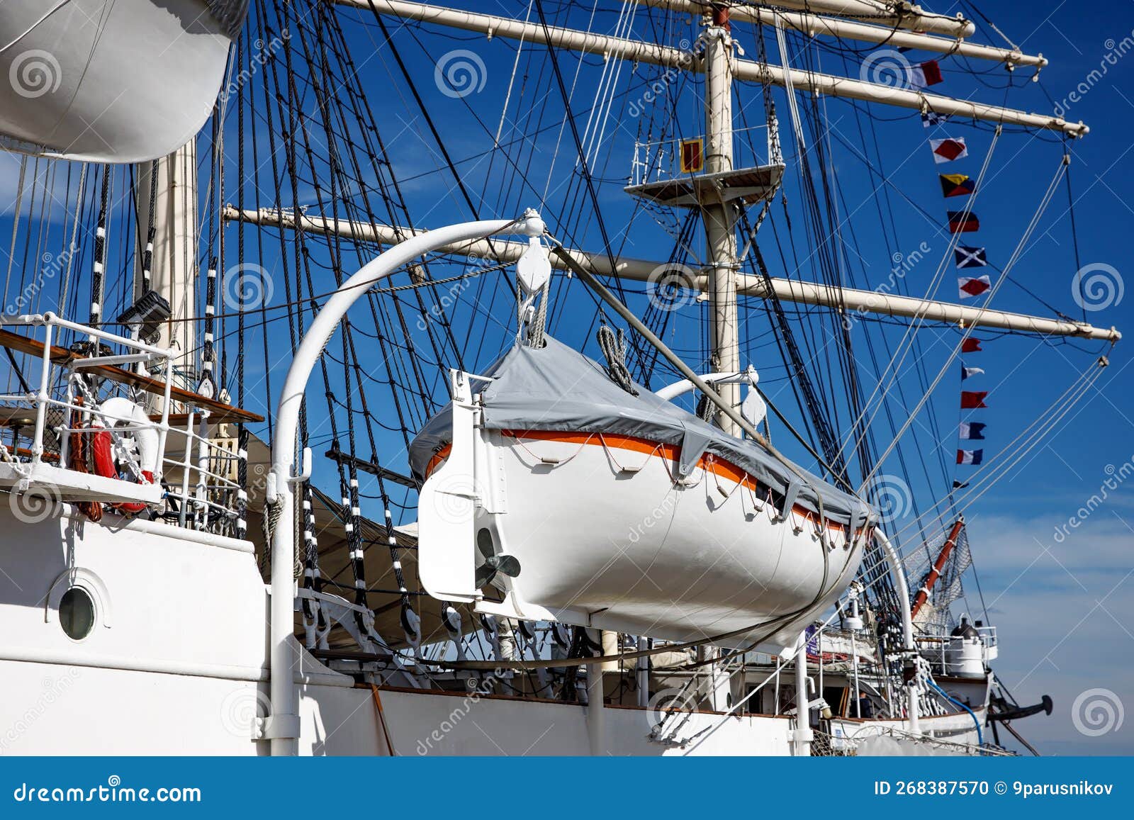 Lifeboat on the Old Vintage Sailing Ship. Stock Photo - Image of ...