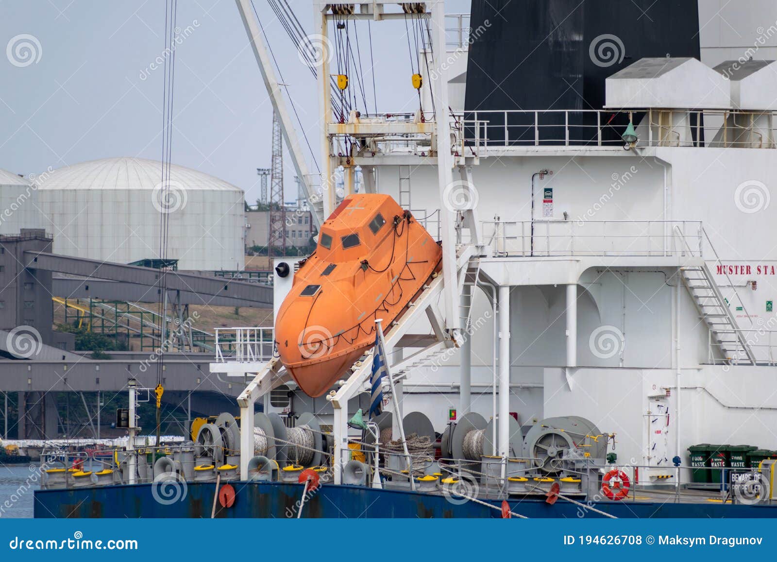 Lifeboat survival capsule stock photo. Image of maritime - 194626708