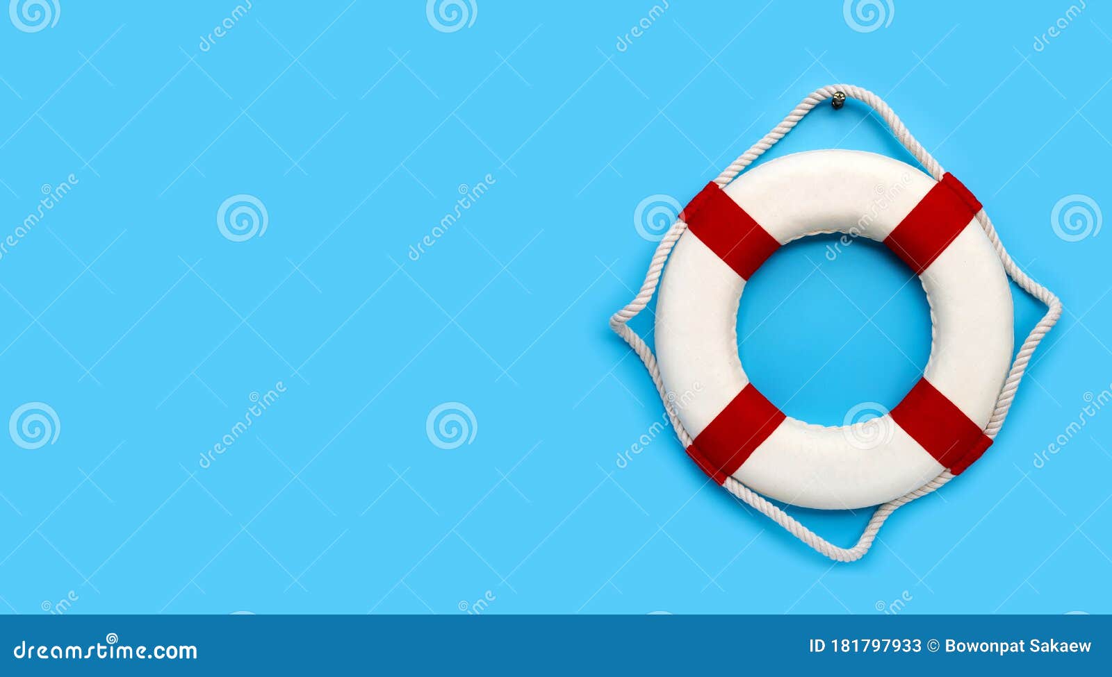 Lifebuoy on Blue Background. Copy Space Stock Illustration ...