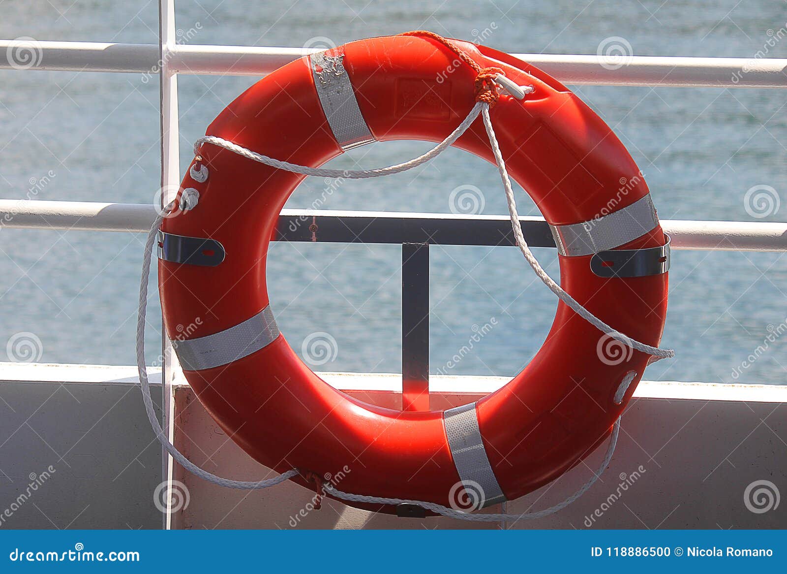 Lifebuoy on the boat stock photo. Image of water, boat - 118886500