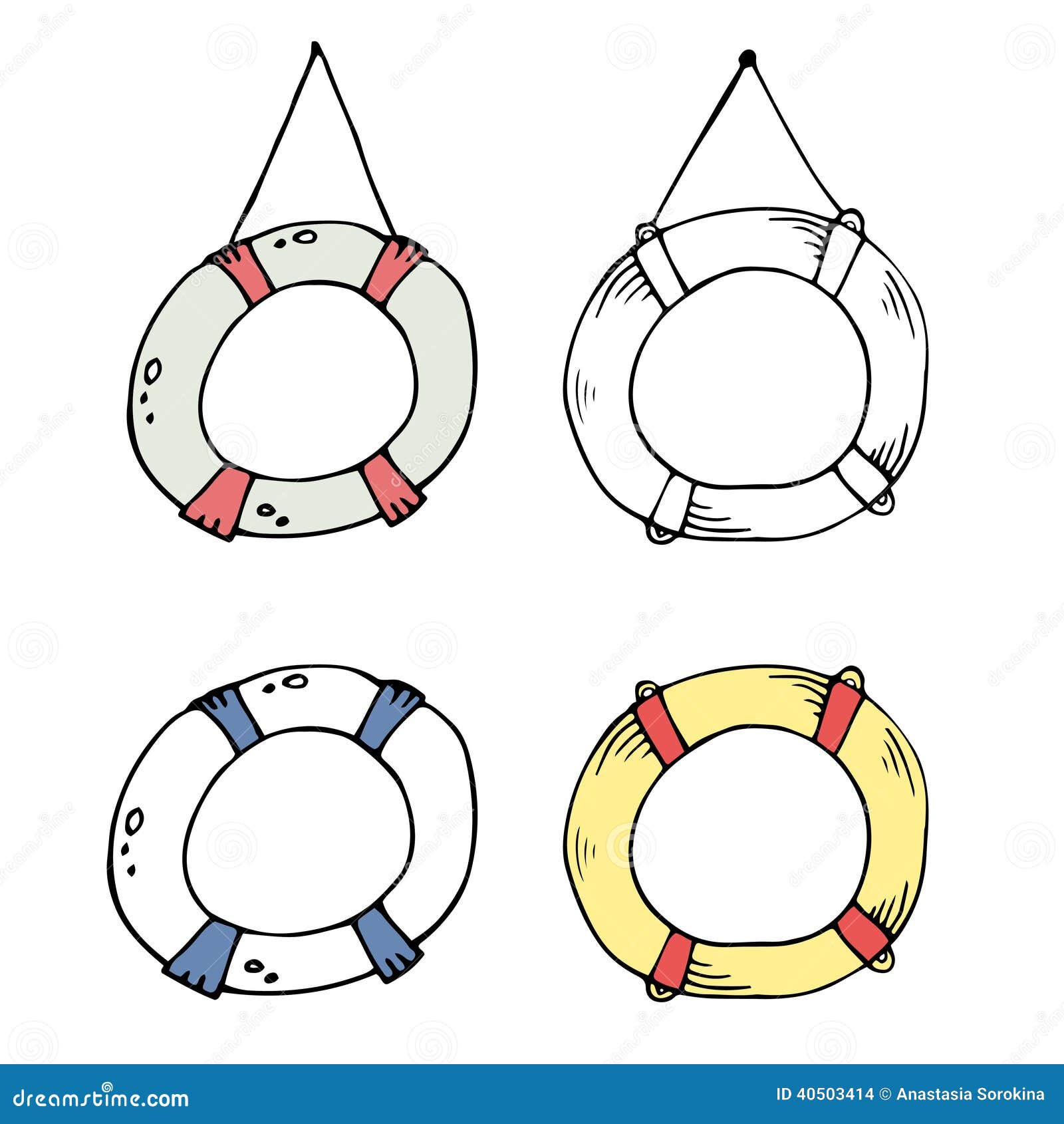 Lifebuoy.Doodle Style.Outline Drawing By Hand.Coloring.Black And White ...