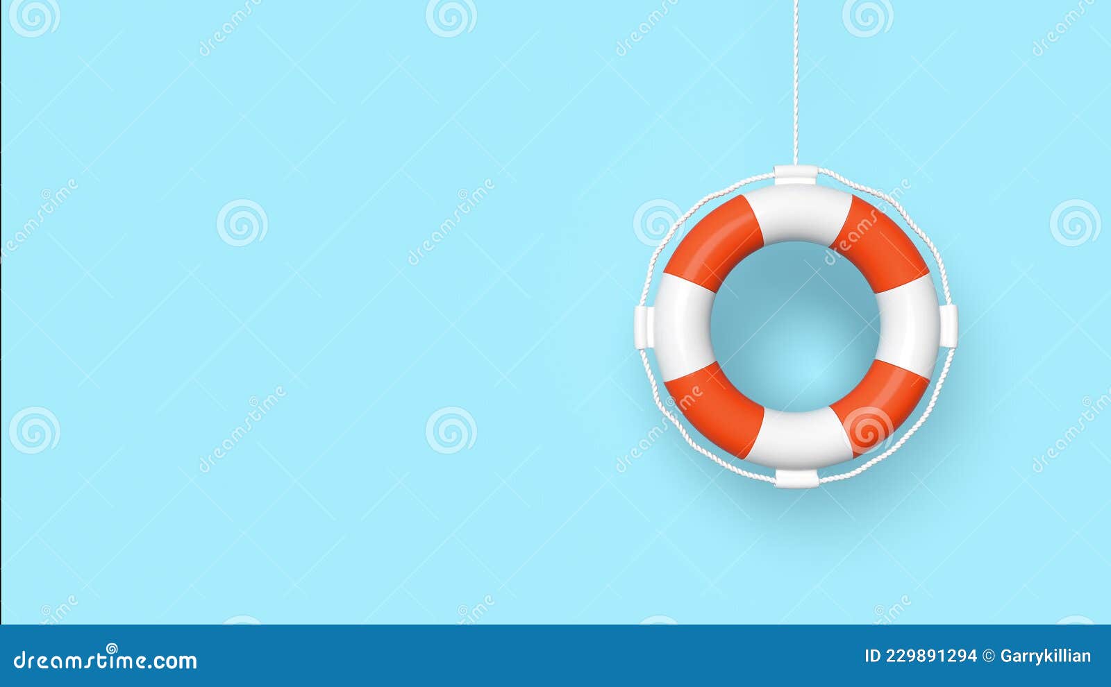 Lifebuoy Drop from Top and Swing on the Rope. Rescue, Help Concept ...