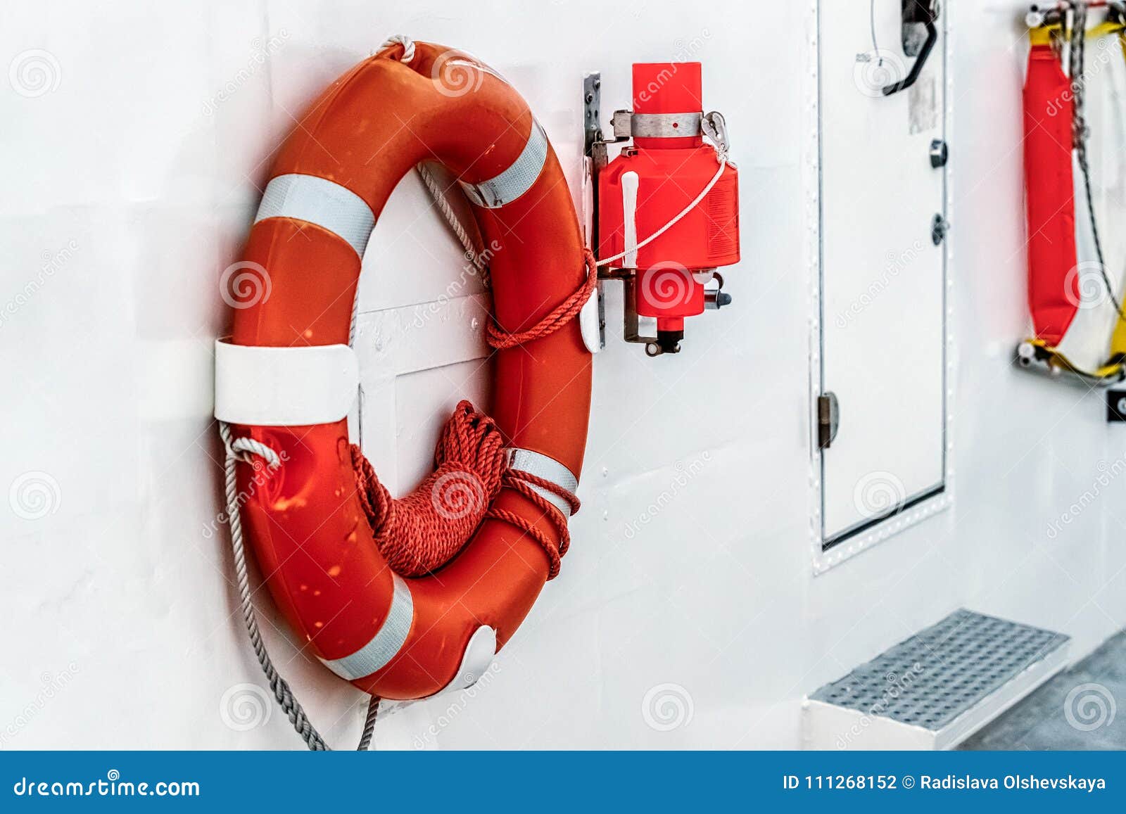 Lifebuoy is Fixed on Hull of a Ship. Stock Photo - Image of safety ...