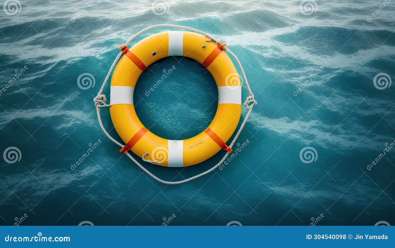 Lifebuoy Floating in the Sea. 3d Render Illustration Stock Illustration ...