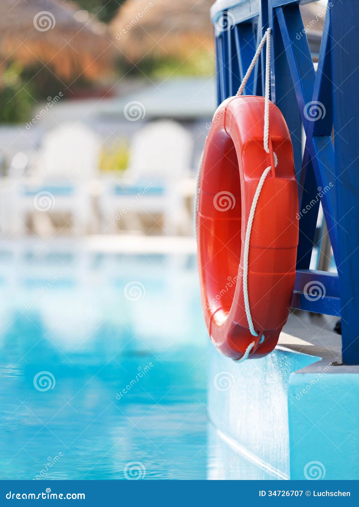 Lifebuoy in hotel pool stock image. Image of health, lifeguard - 34726707