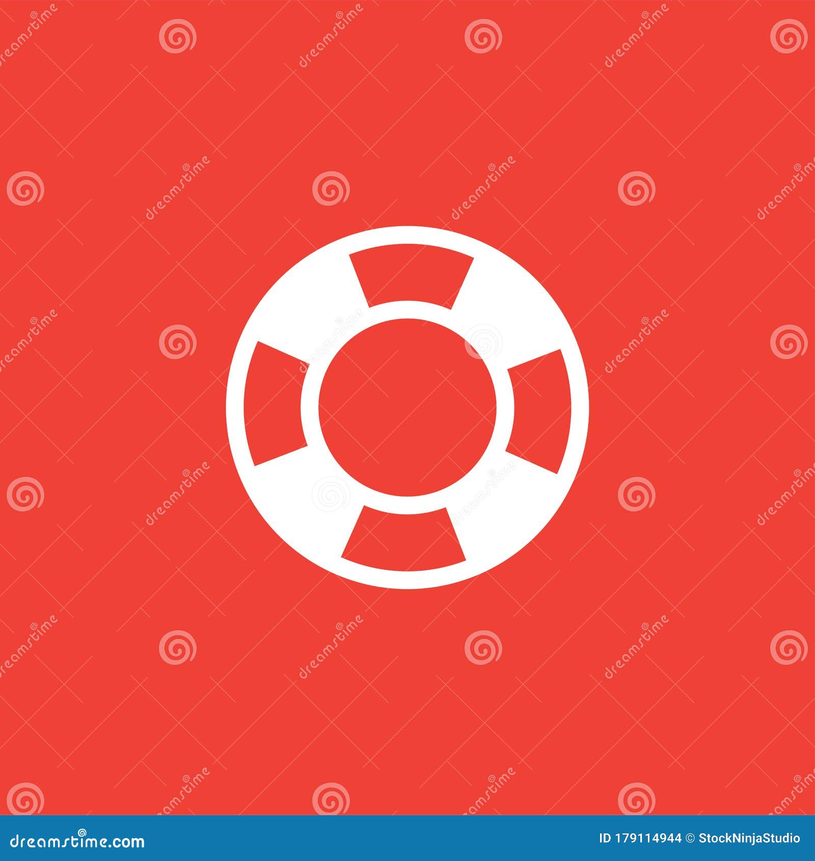Lifebuoy Icon on Red Background. Red Flat Style Vector Illustration ...