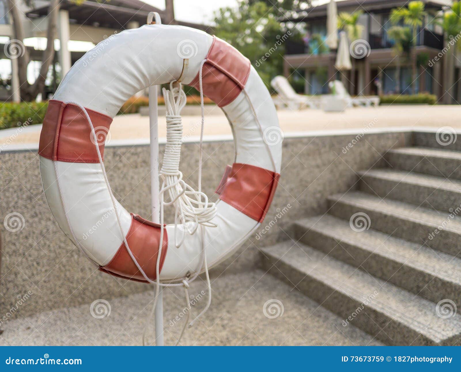 Lifebuoy Life Ring for Safety in Pool Water Stock Image - Image of ...
