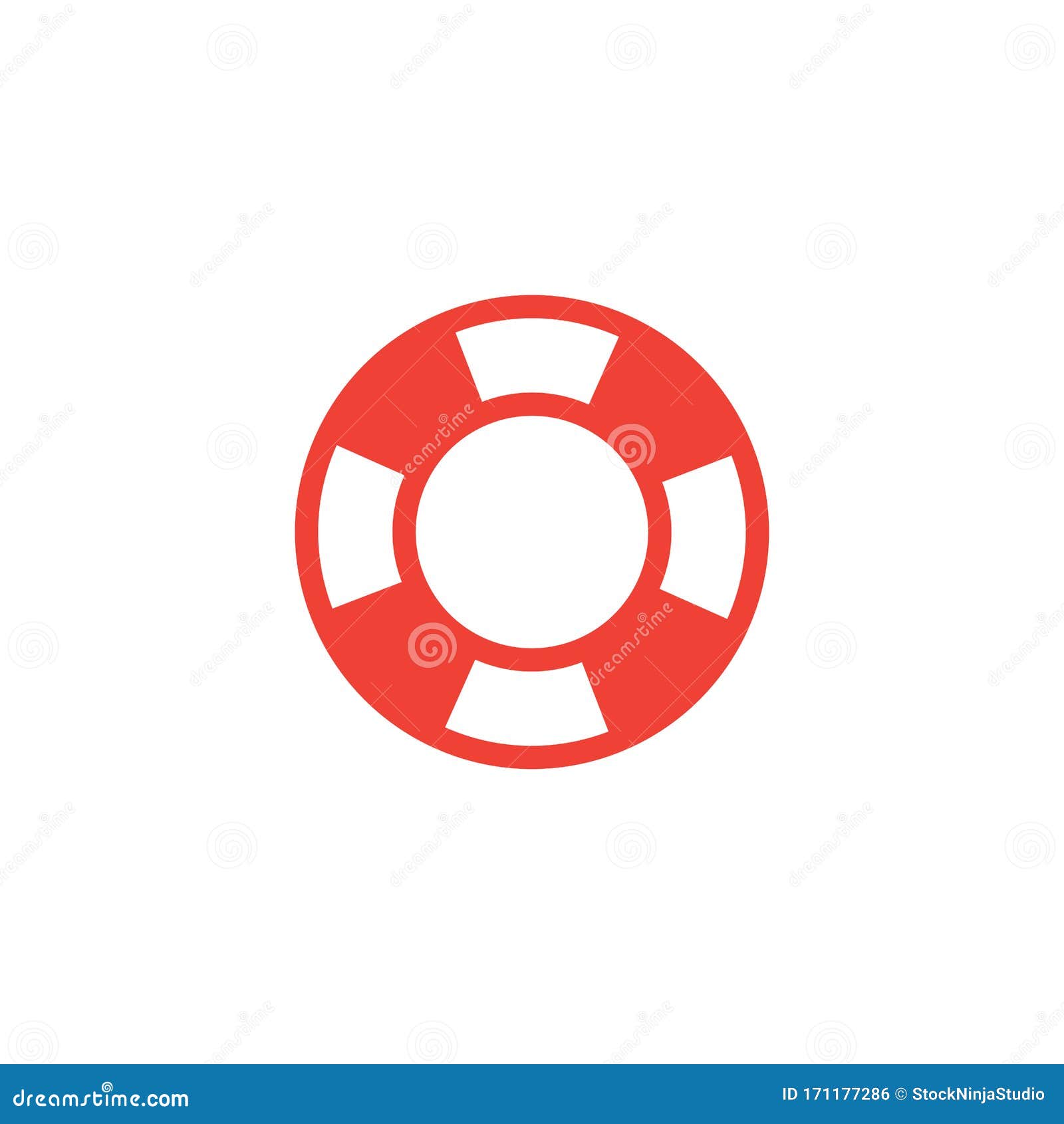 Lifebuoy Red Icon on White Background. Red Flat Style Vector ...