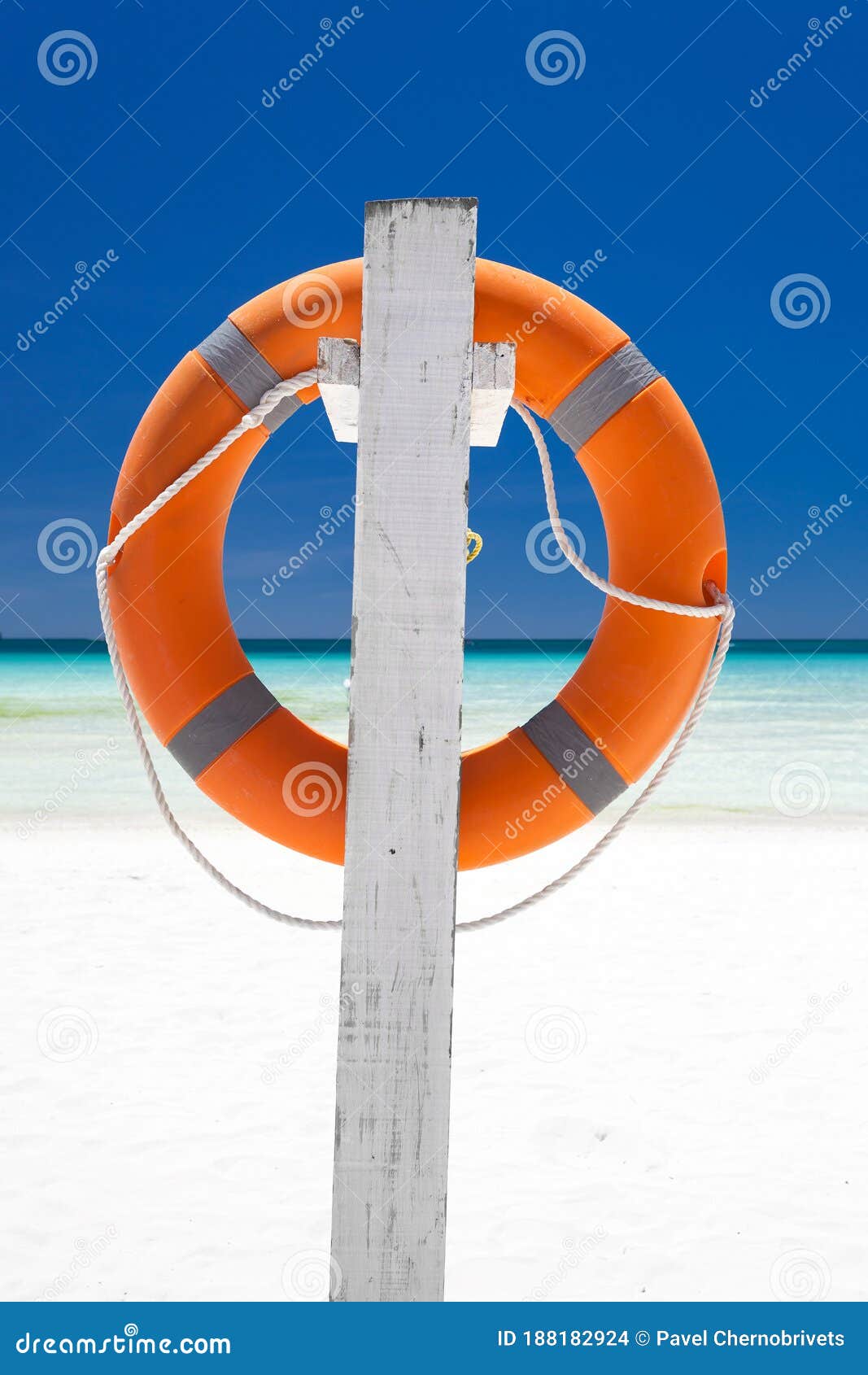 Lifebuoy Ring on Tropical Beach Stock Photo - Image of coast, circle ...