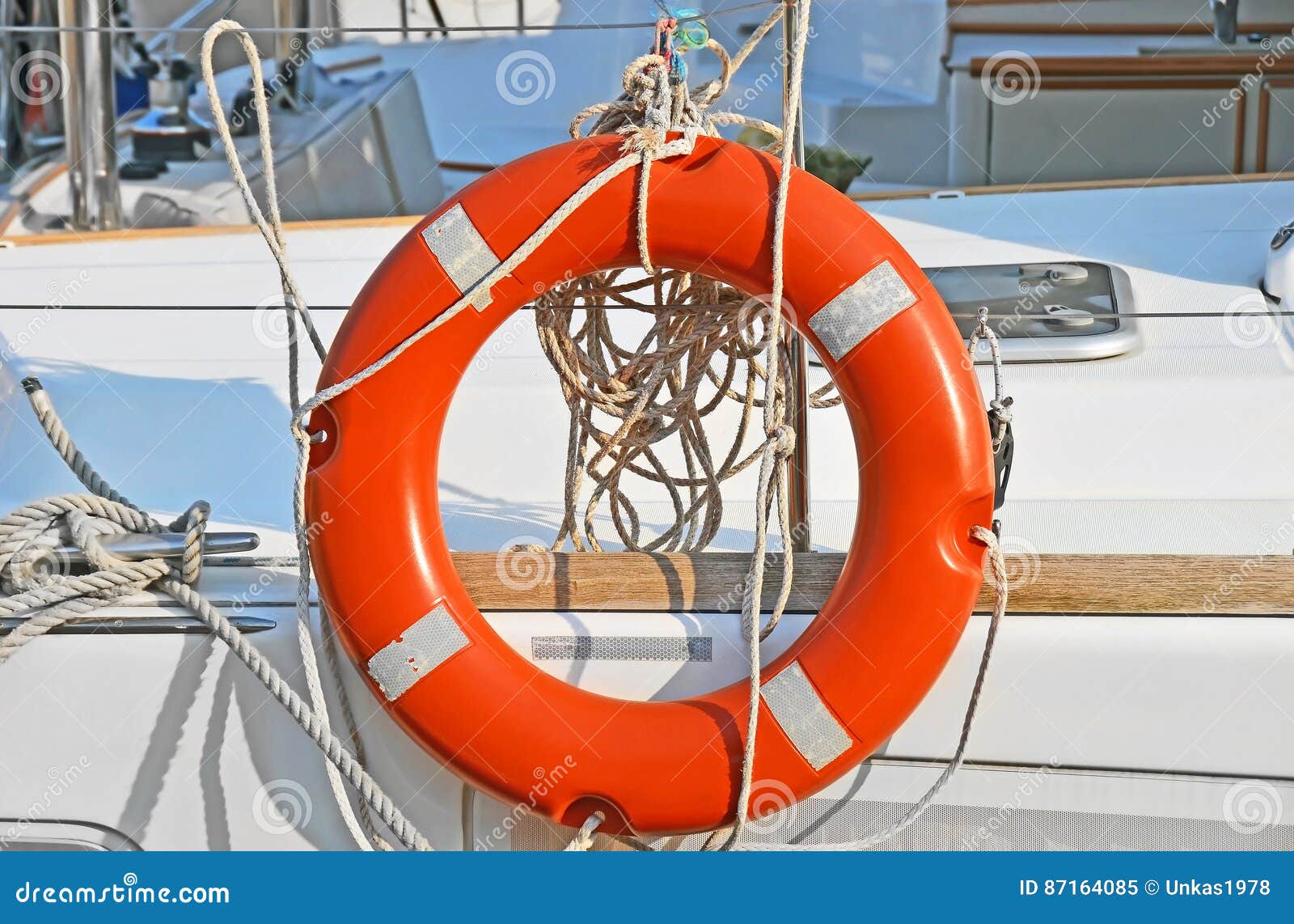Lifebuoy with rope stock image. Image of orange, seafaring - 87164085