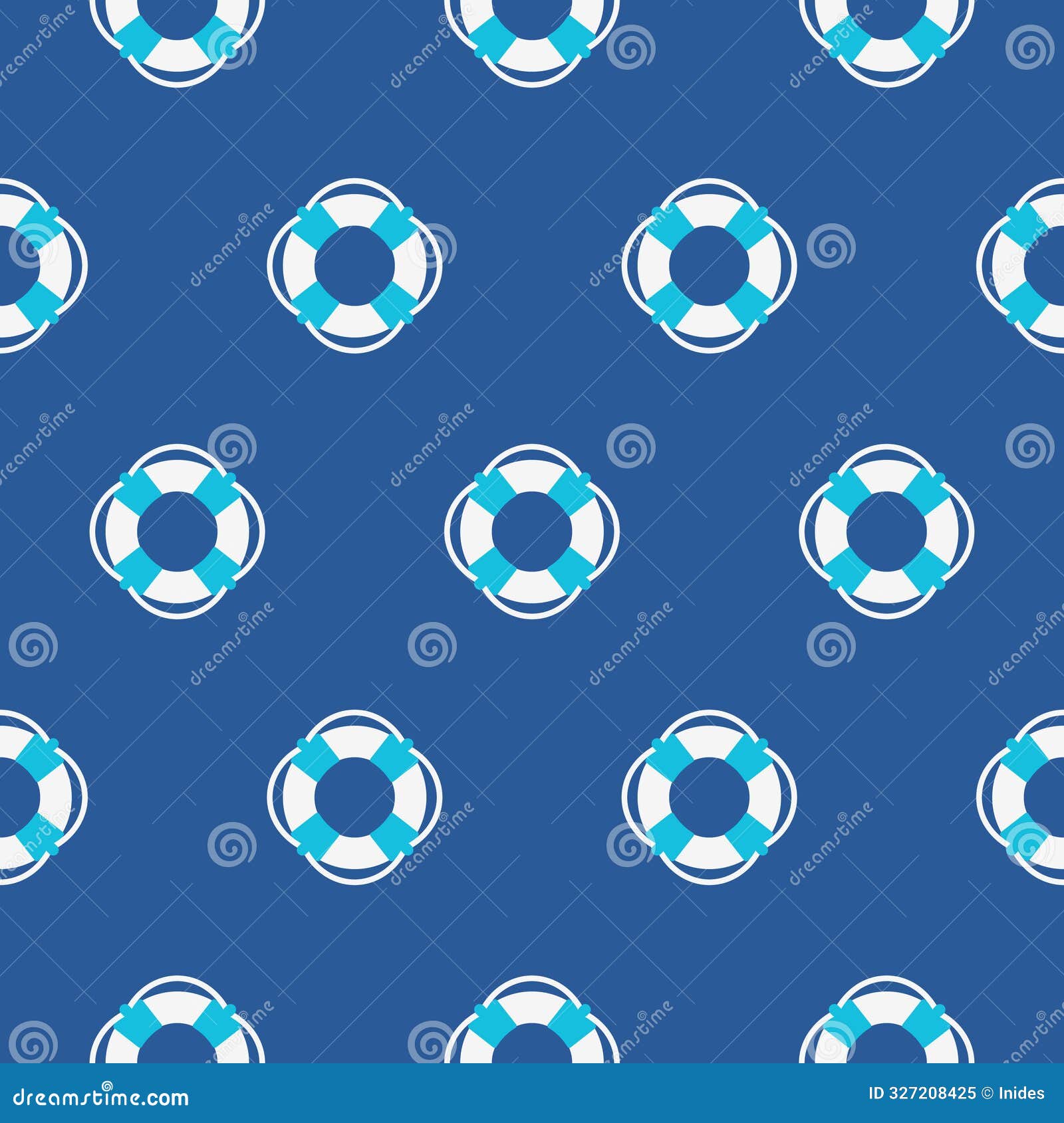 Lifebuoy Seamless Pattern Design. Blue Background Marine Life Theme ...