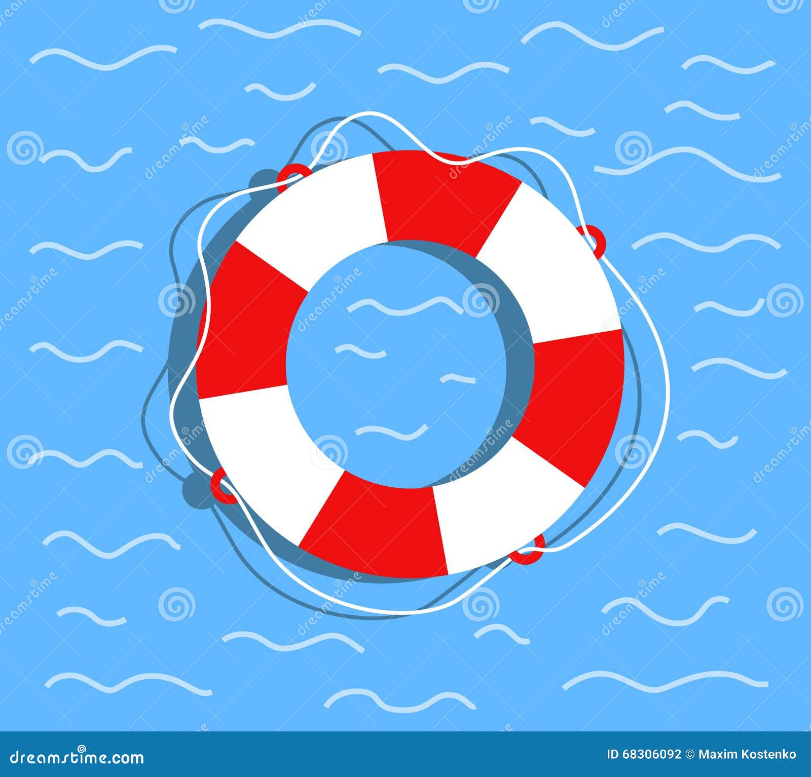 Lifebuoy on the Water. Flat Style Vector Illustration Stock Vector ...