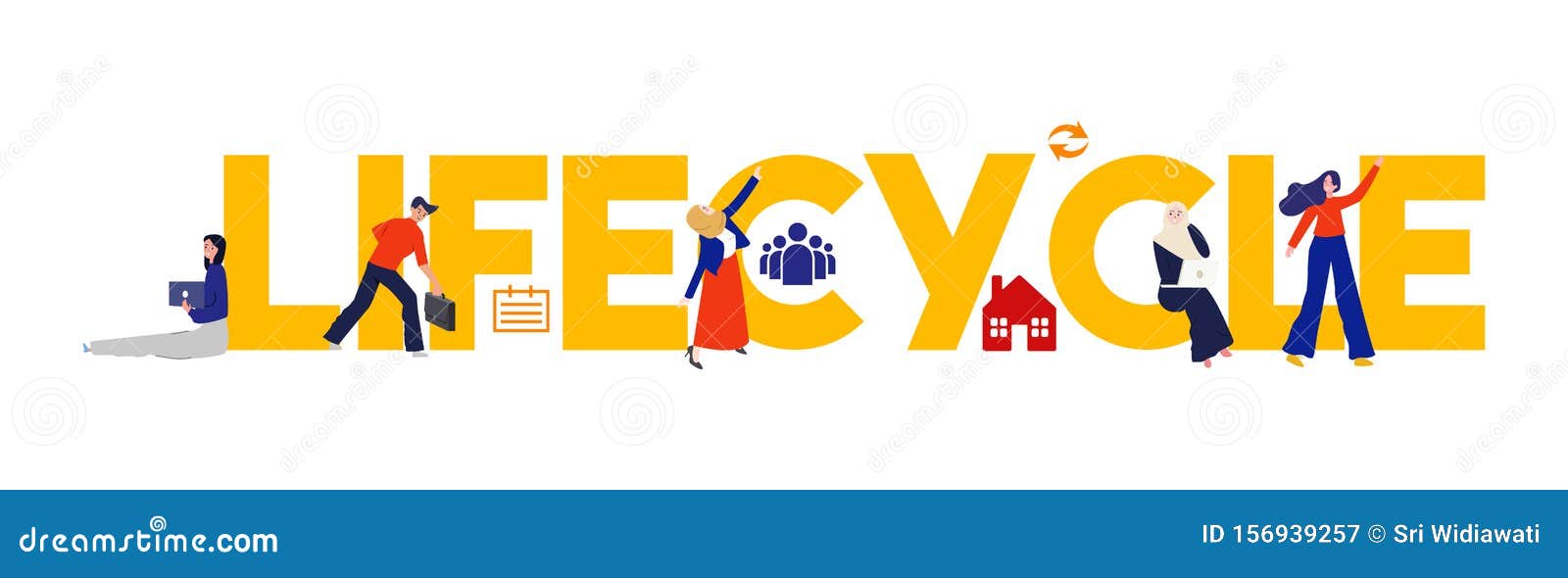 Lifecycle Process Flow Of Life Cycle Illustration. People Process Work ...