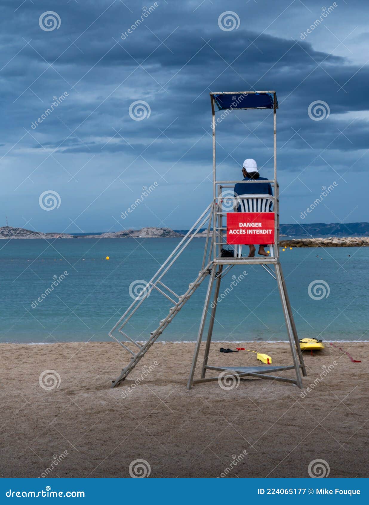 Lifeguard Alone on the Watchtower Stock Image - Image of safety, coast ...