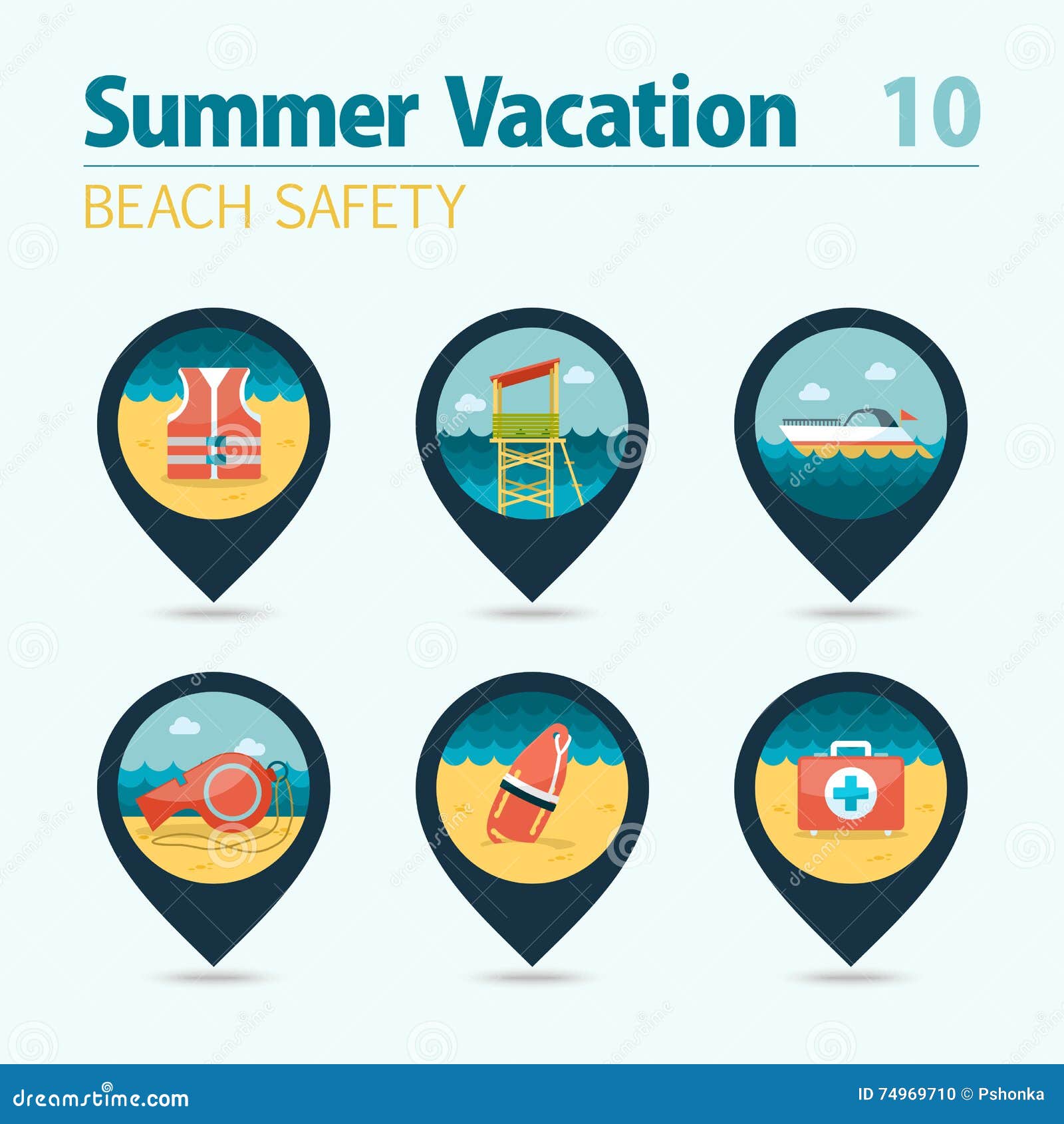 Beach Safety Vector Infographic Template | CartoonDealer.com #188784070