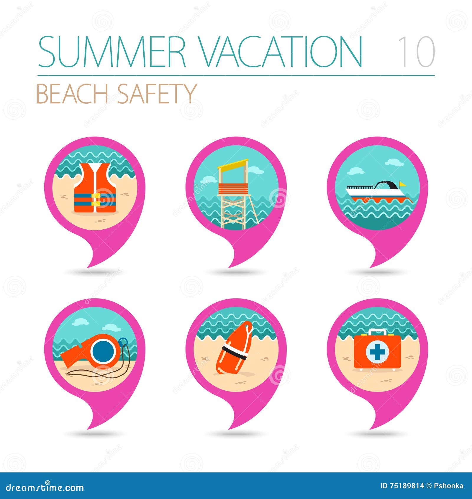 Beach Safety Vector Infographic Template | CartoonDealer.com #188784070