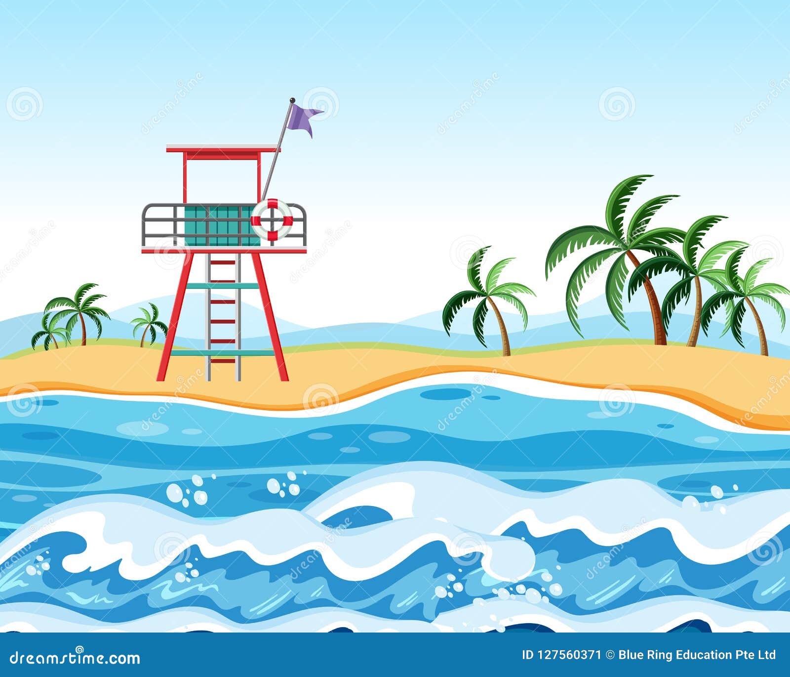 Lifeguard at the Beach Scene Stock Vector - Illustration of symbol ...