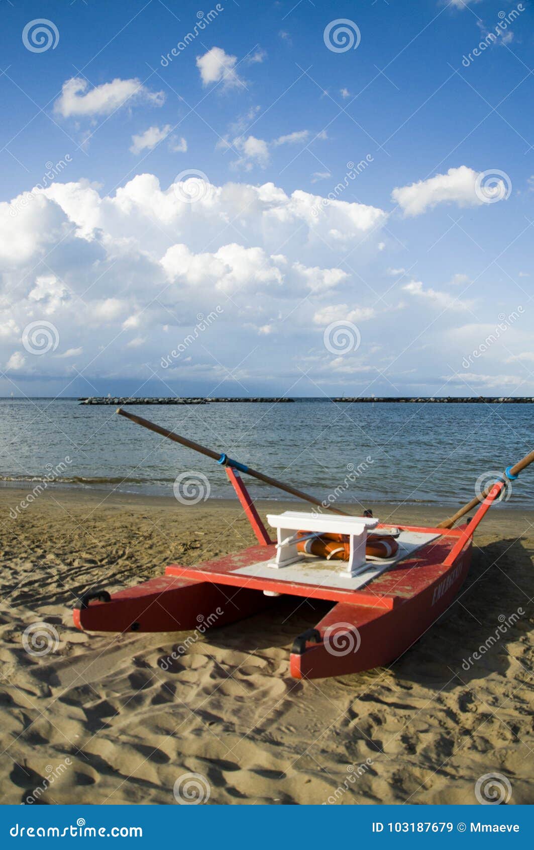 Lifeguard Boat on the Beach Stock Image - Image of foreshore, water ...