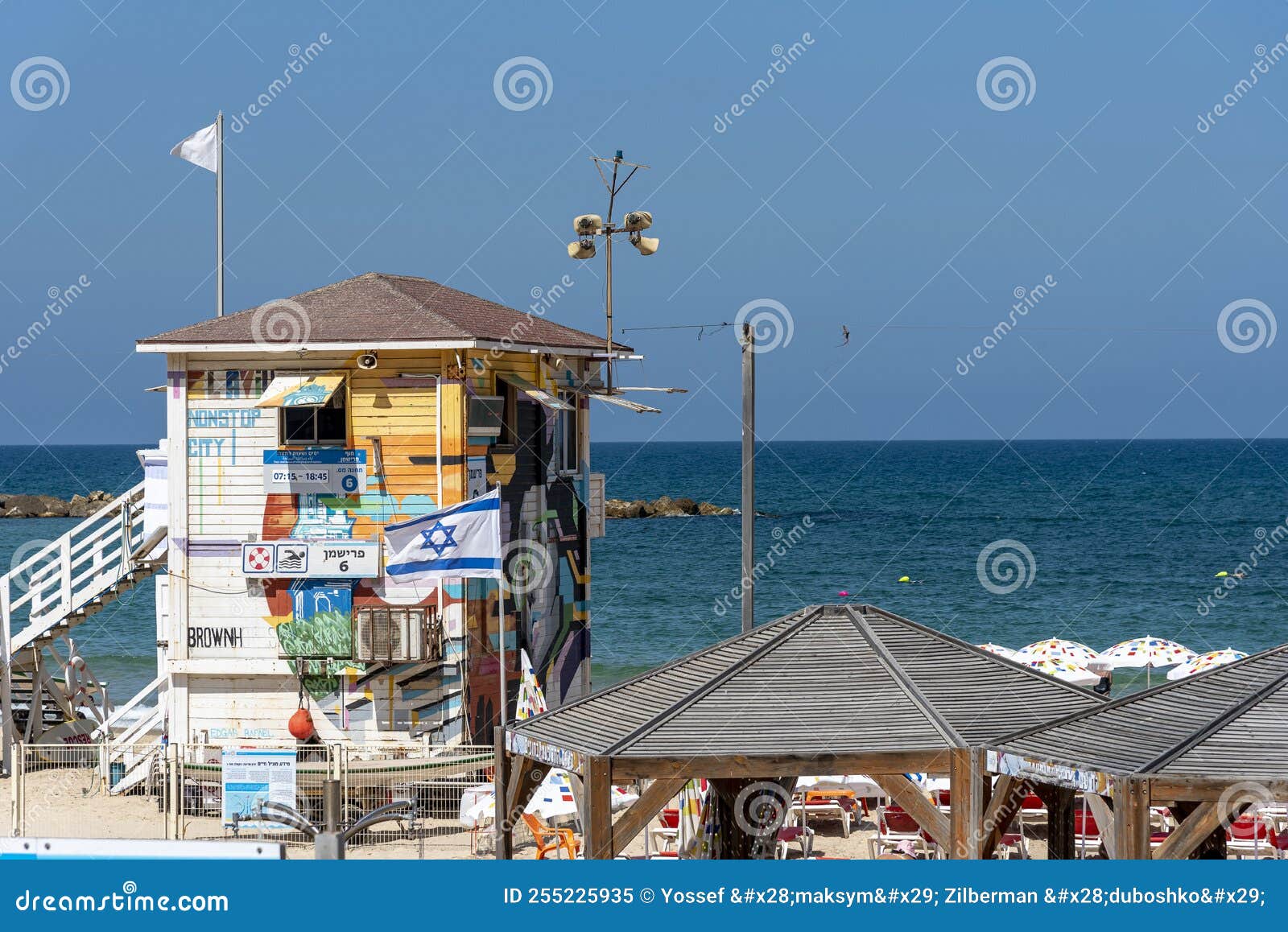 Lifeguard Booth Stands at the Shore Line Stock Image - Image of ...