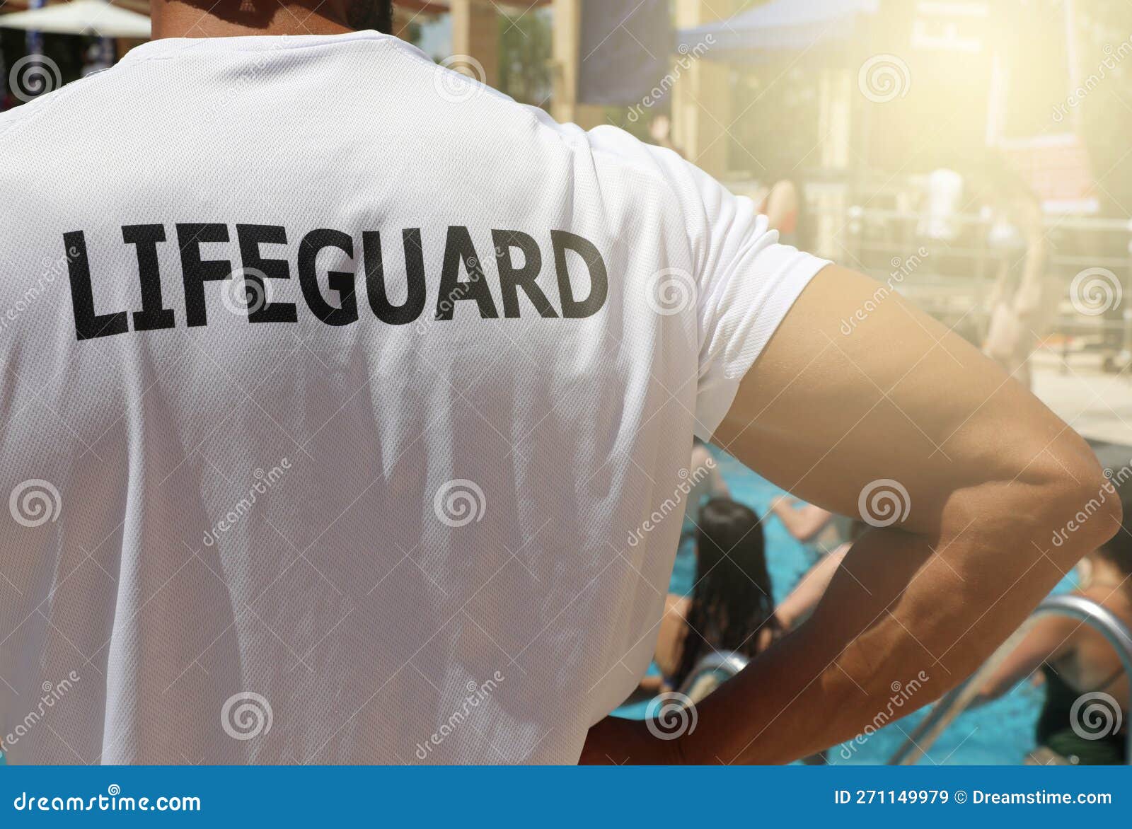Lifeguard on Duty at Swimming Poll. Saving Life Concept. Stock Image ...