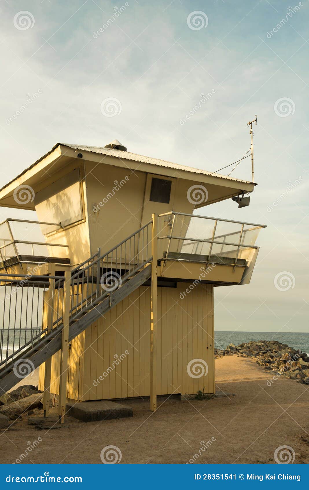 Lifeguard House with Surf Board Stock Image - Image of security ...