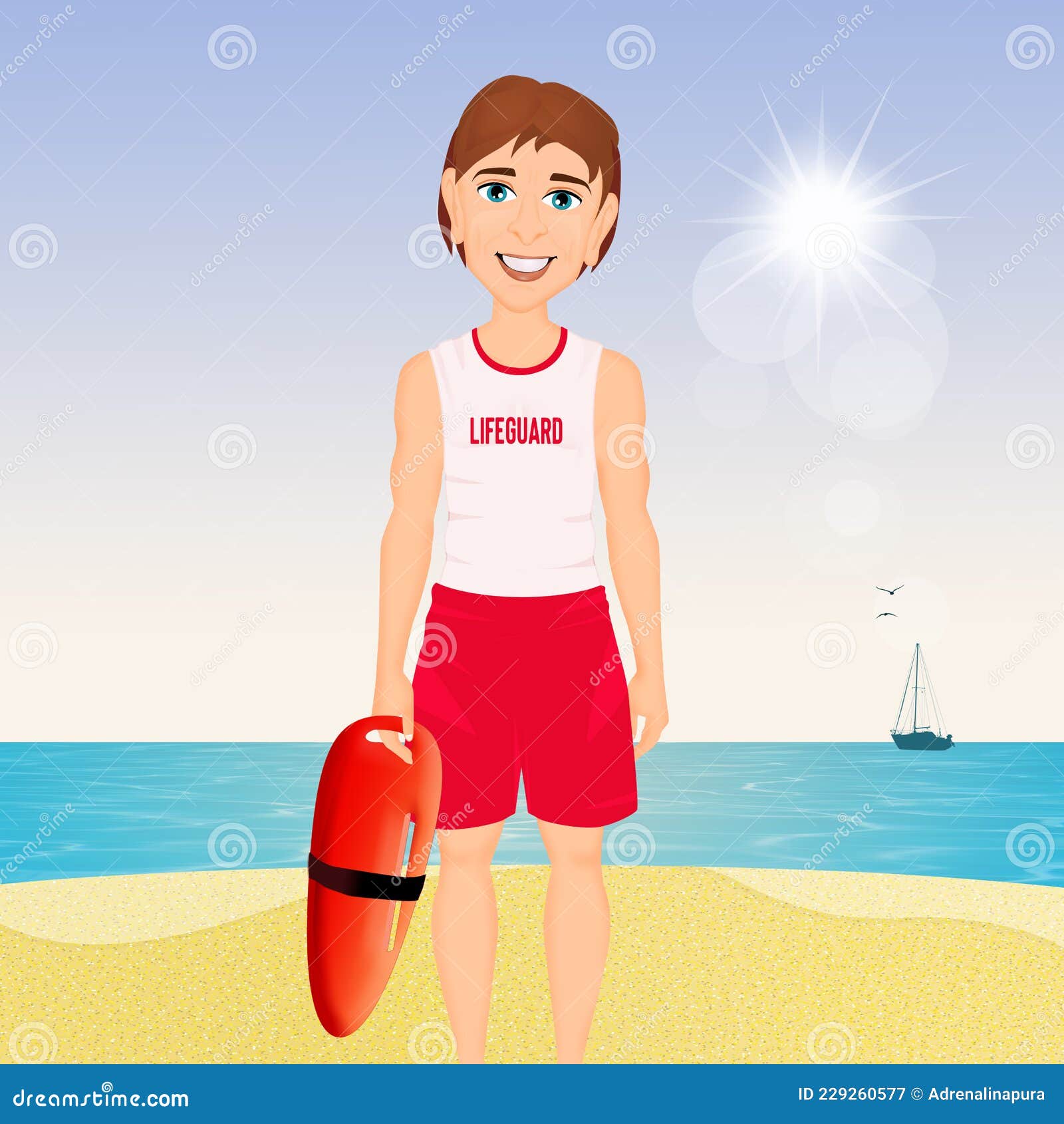 Funny Lifeguard. Coloring Book Vector Illustration | CartoonDealer.com ...