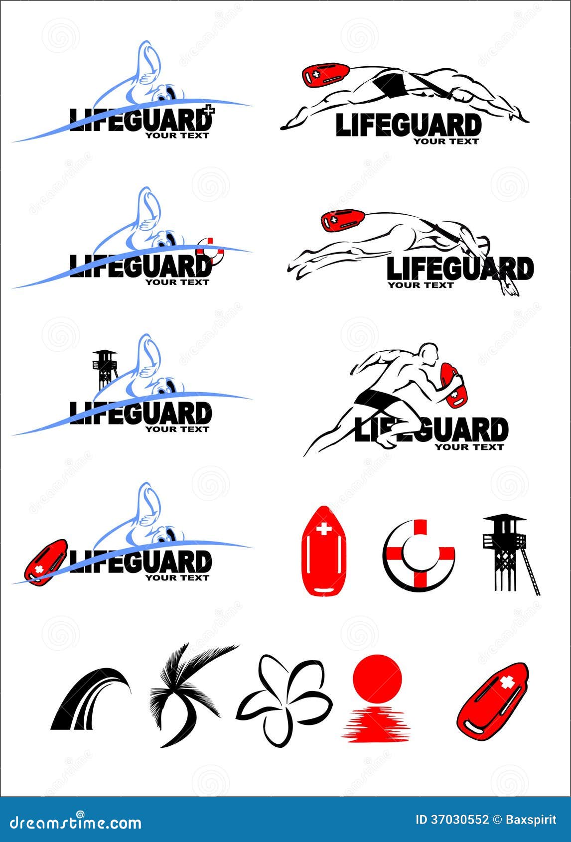 Lifeguard stock vector. Illustration of tree, wave, rescuer - 37030552