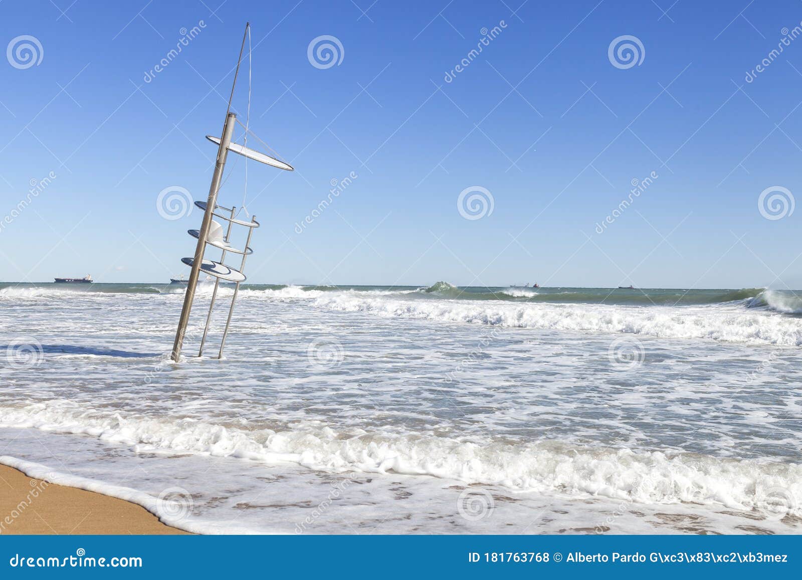 Lifeguard Post in the Middle of the Sea Stock Photo - Image of safety ...