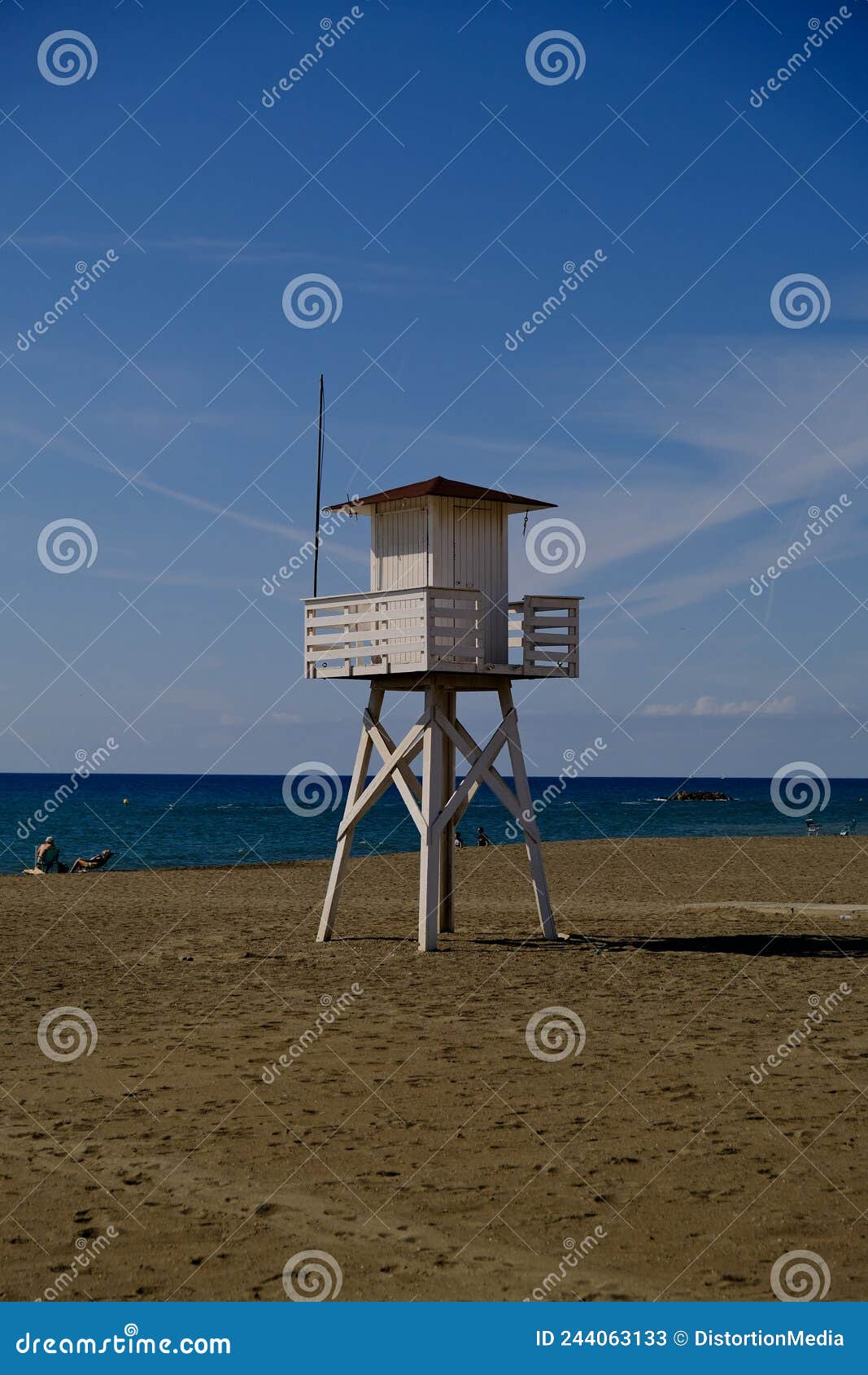 Lifeguard Post Under a Blue Sky on the Beach Stock Image - Image of ...