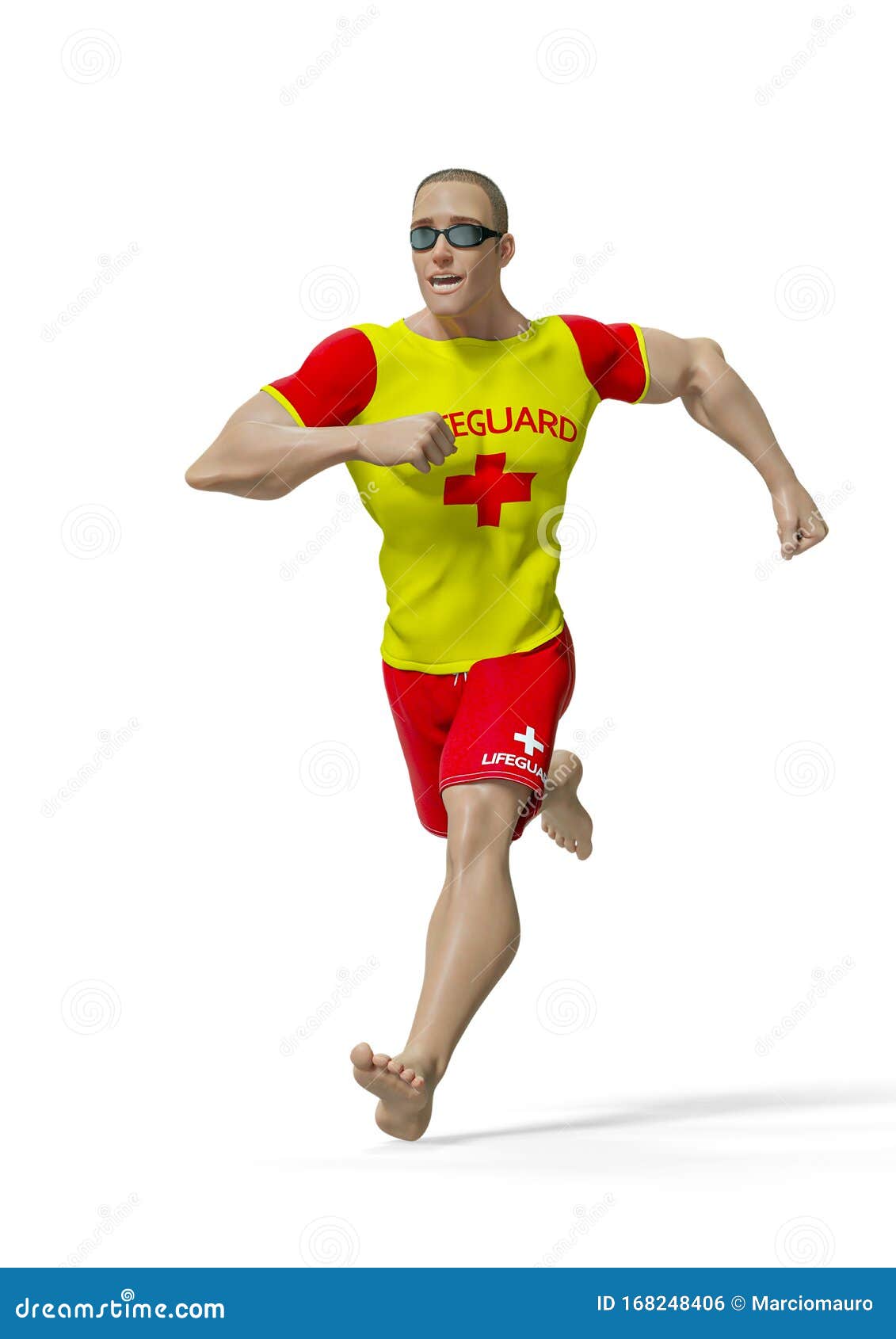 Lifeguard Running To Rescue. Vector Simple Beach Patrol Save Life. Red ...