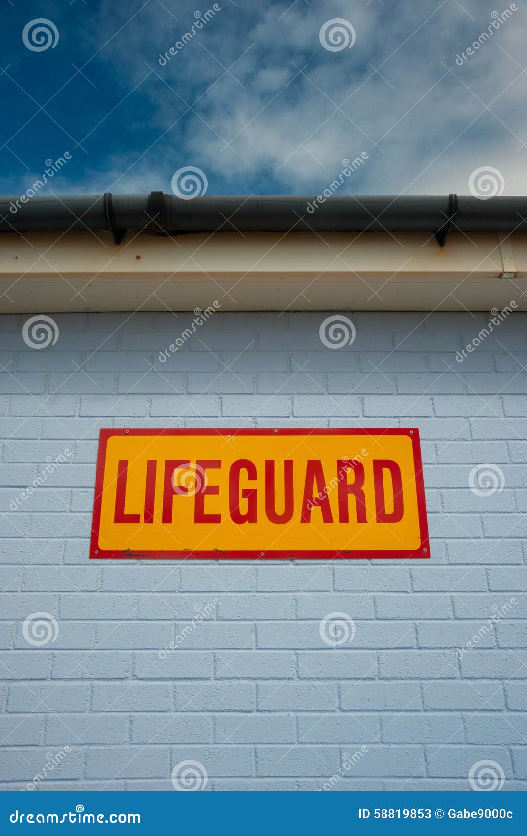 Lifeguard Sign on Brick Wall Stock Image - Image of wall, safe: 58819853