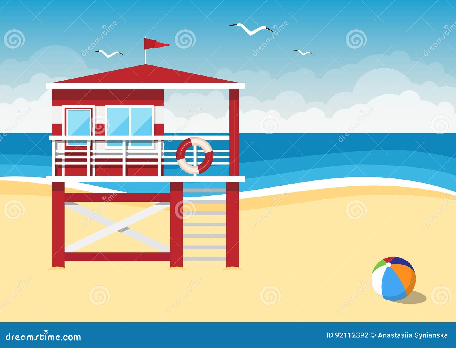 Set Of Lifeguard Station Towers Isolated On White Background. Rescue ...