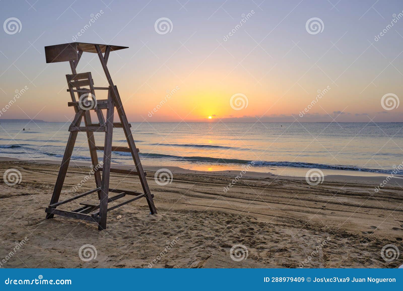 Lifeguard Surveillance Platform on the Beach at Dawn Stock Image ...