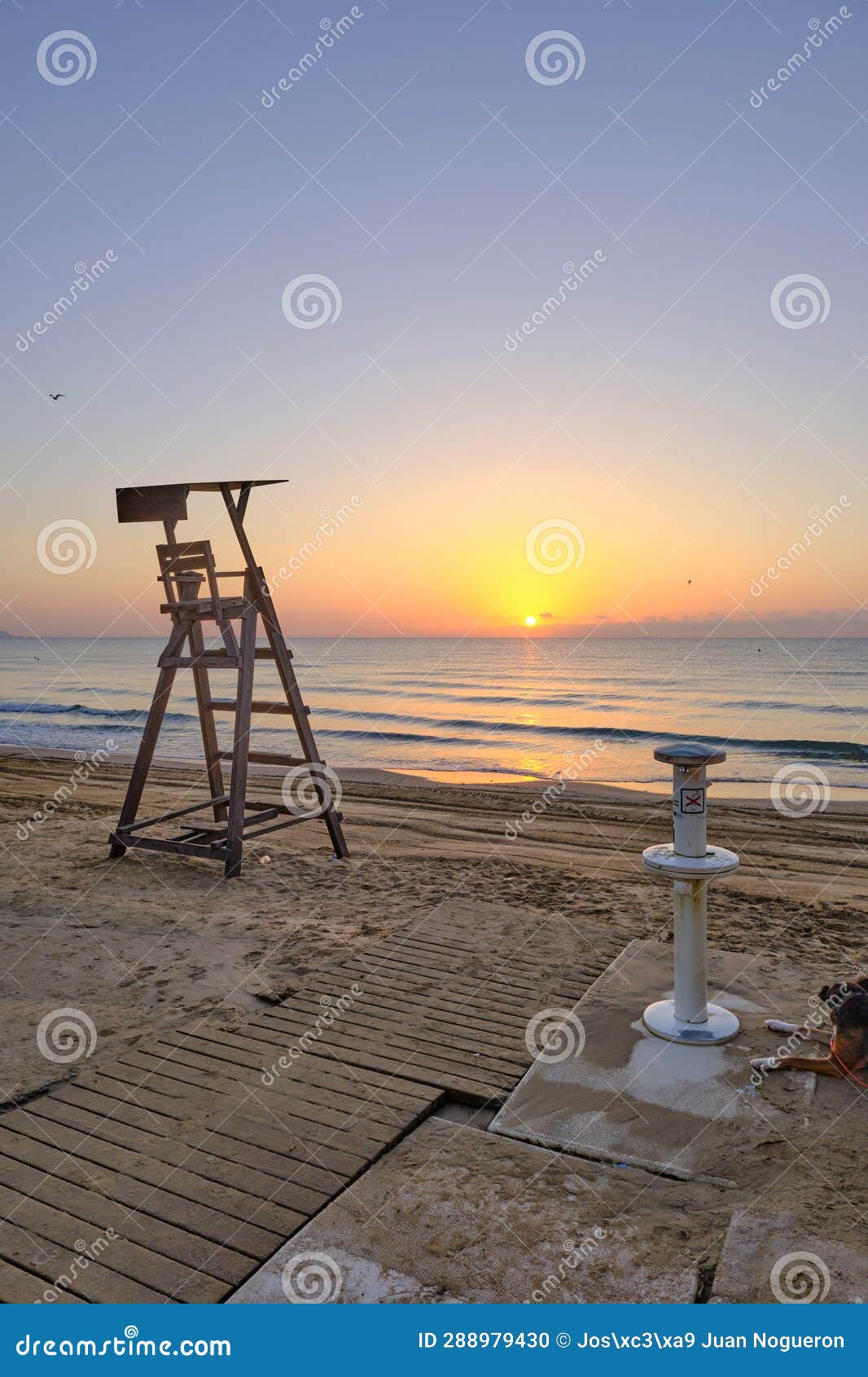 Lifeguard Surveillance Platform on the Beach at Dawn Stock Photo ...