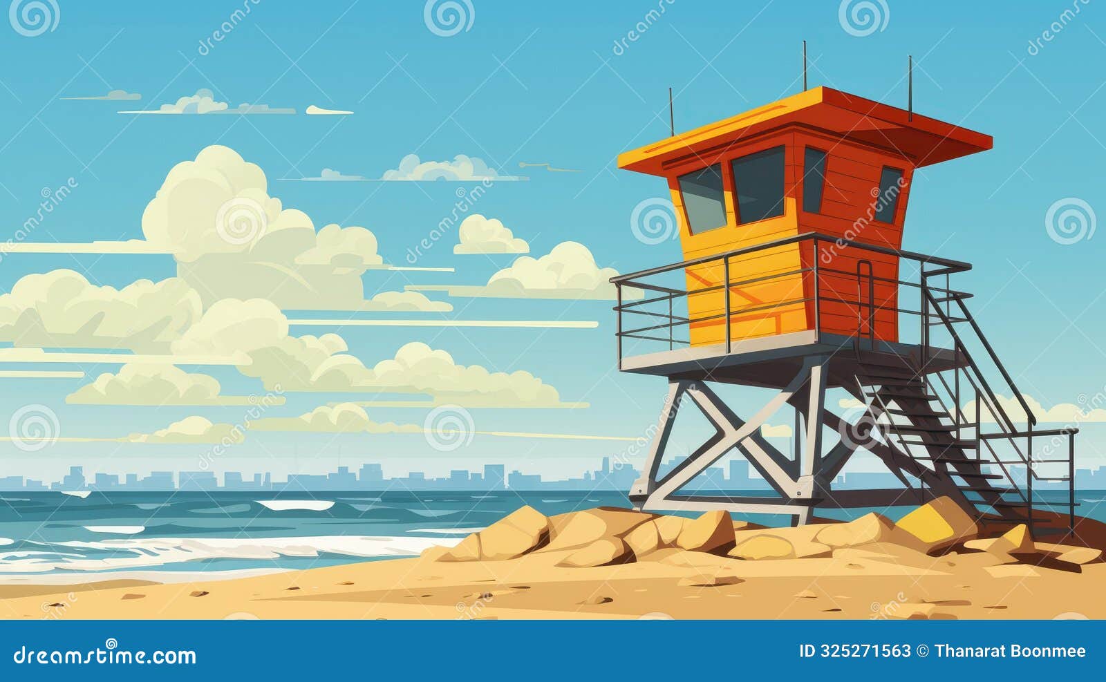 Beach Safety Signs Cartoon Vector | CartoonDealer.com #59177717